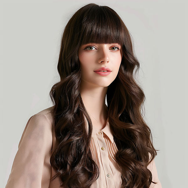Perruque Brune Ondulée | Perruque Femme